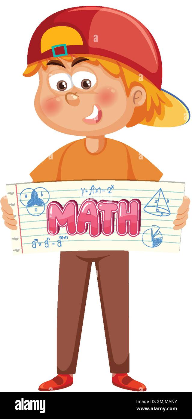 Boy holding math banner illustration Stock Vector Image & Art - Alamy