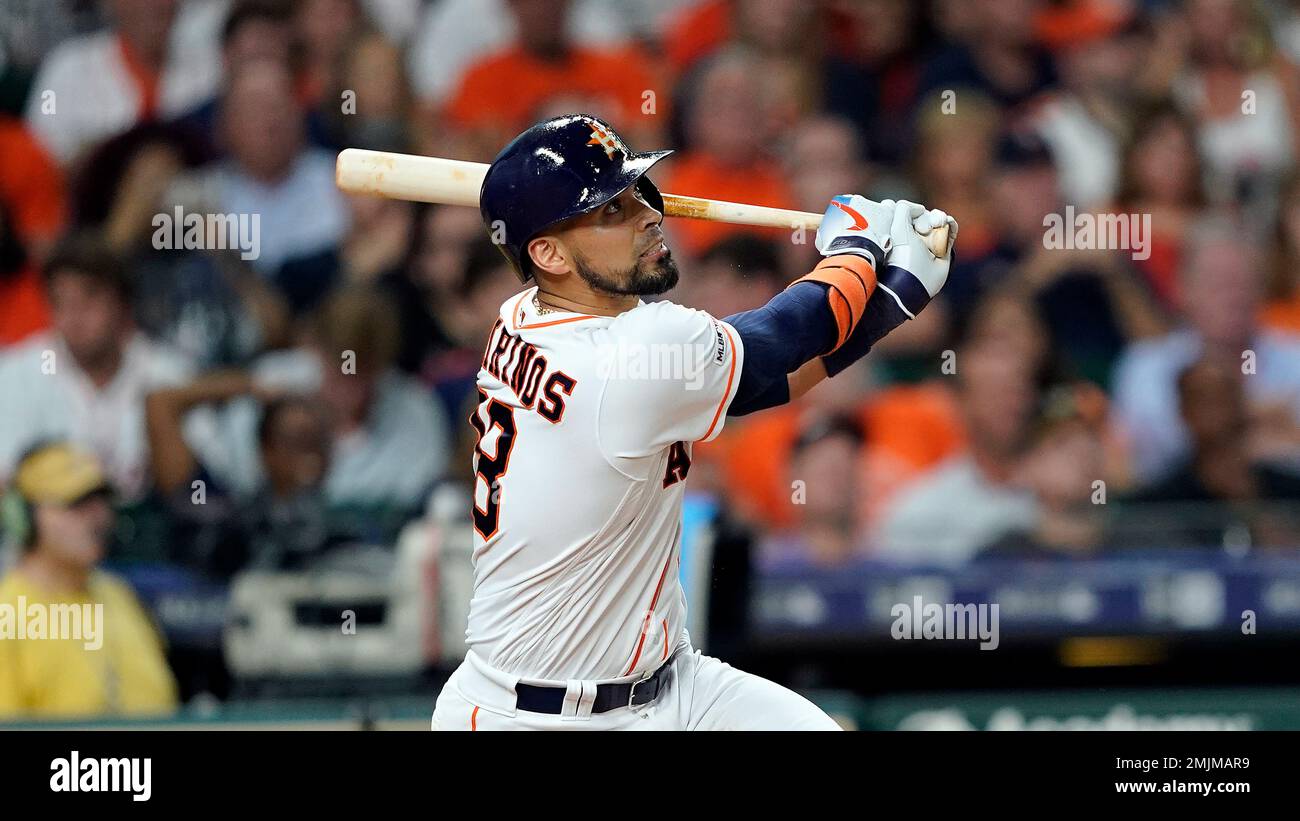 Houston Astros' Robinson Chirinos bats against the Pittsburgh Pirates ...