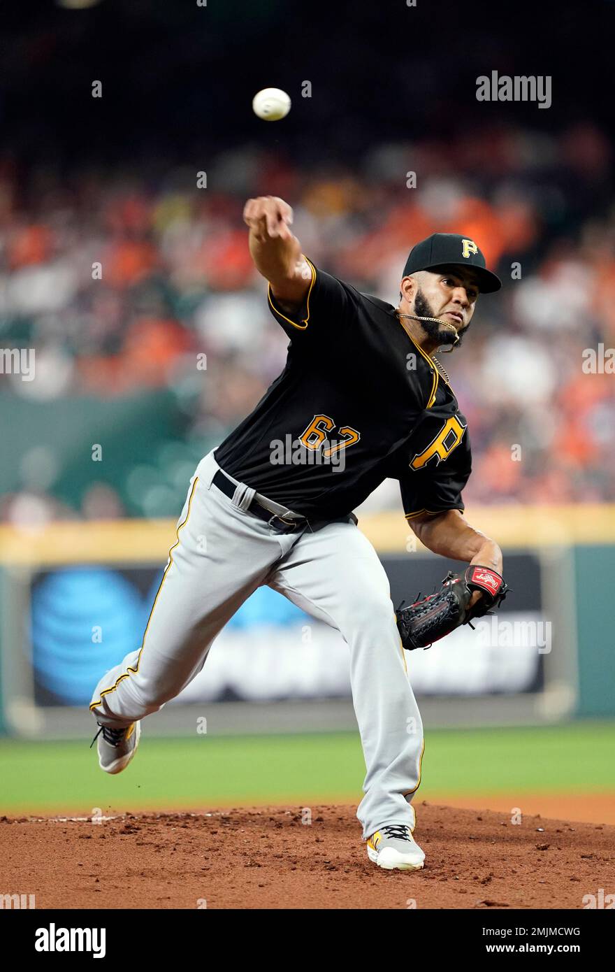 Pittsburgh Pirates starting pitcher Dario Agrazal throws against the ...