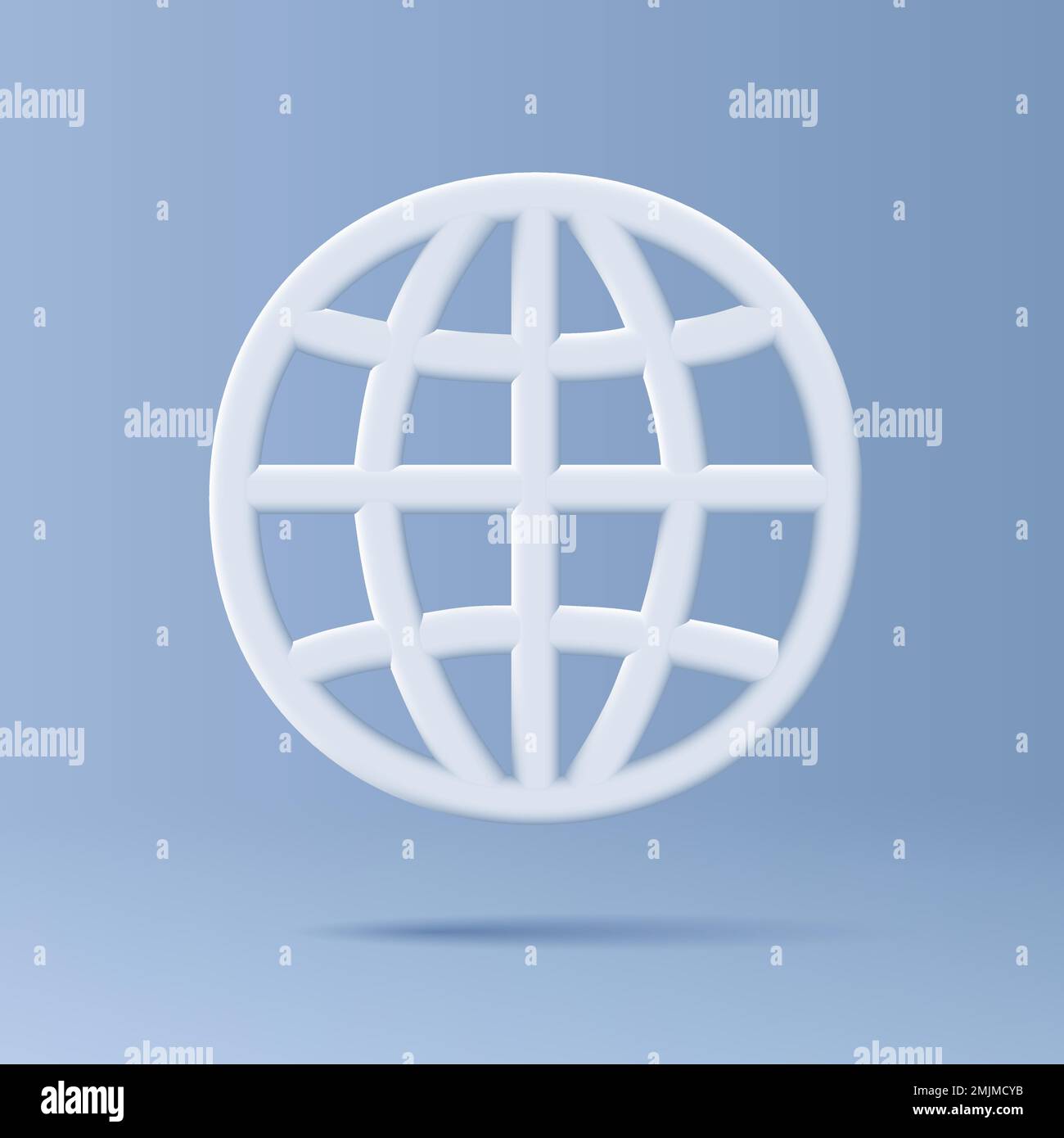 Web network icon, 3d volum white linear shape with shadow, internet ...