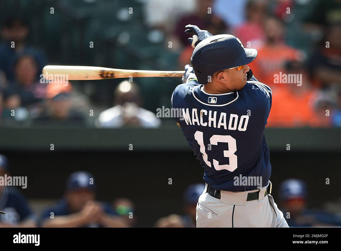 San Diego Padres' Manny Machado singles against the Baltimore Orioles ...