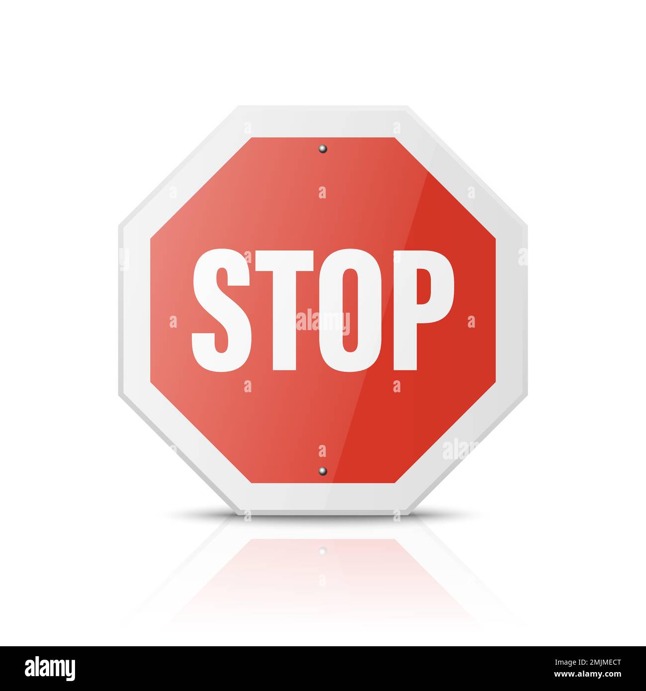 Vector Red Octagonal Glossy Prohibition Stop Sign - Warning, Danger ...