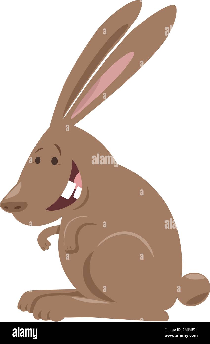 Cartoon illustration of happy rabbit or bunny animal character Stock ...