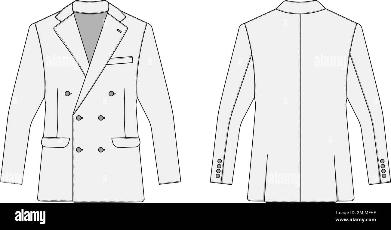 Double breasted suit jacket vector template illustration | white Stock ...