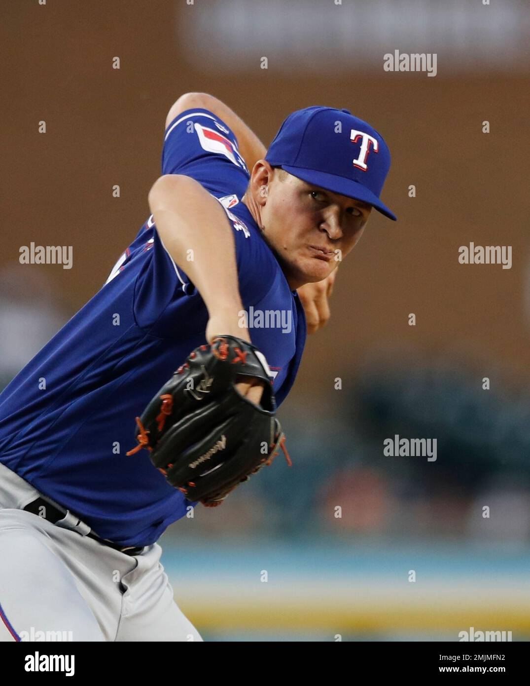 Texas Rangers relief pitcher Locke St. John throws during the eighth ...