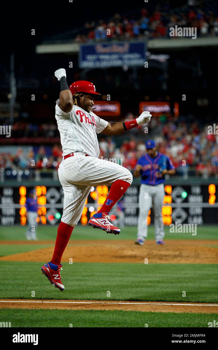 Philadelphia Phillies' Maikel Franco celebrates as he runs the bases ...