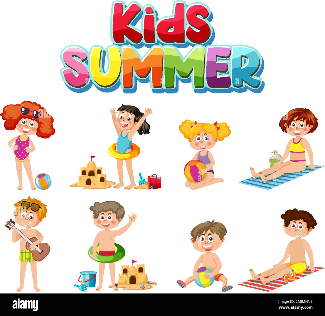 Summer kids characters set illustration Stock Vector Image & Art - Alamy