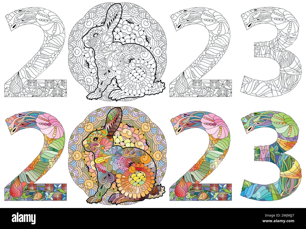 Rabbit coloring pages Stock Vector Images - Alamy