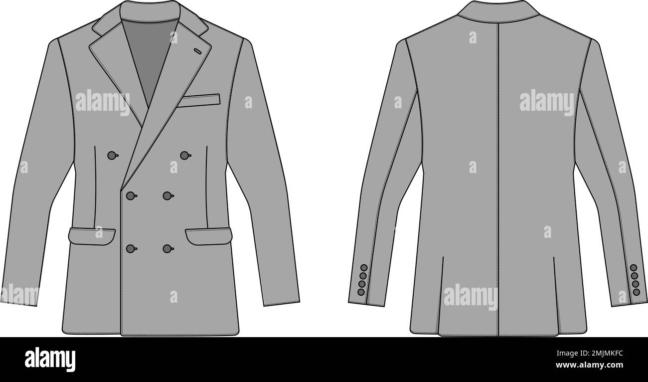 Double breasted suit jacket vector template illustration | gray Stock Vector Image & Art - Alamy