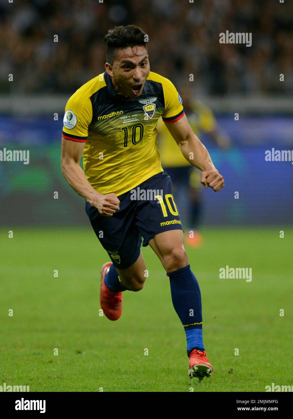 Ecuador's Angel Mena celebrates after scoring the opening goal against ...