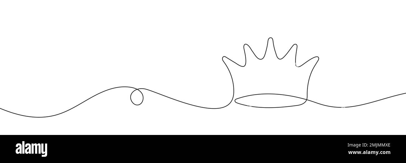 crown drawn in one line on a white background. Vector illustration ...