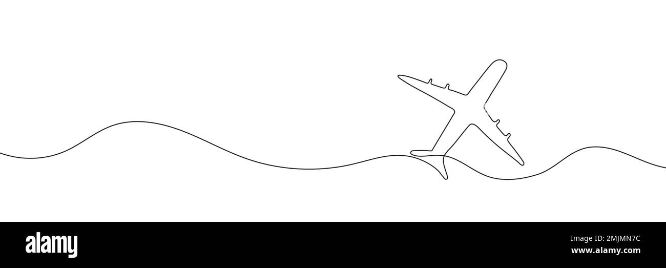 The plane is drawn in one continuous line. Vector illustration Stock ...