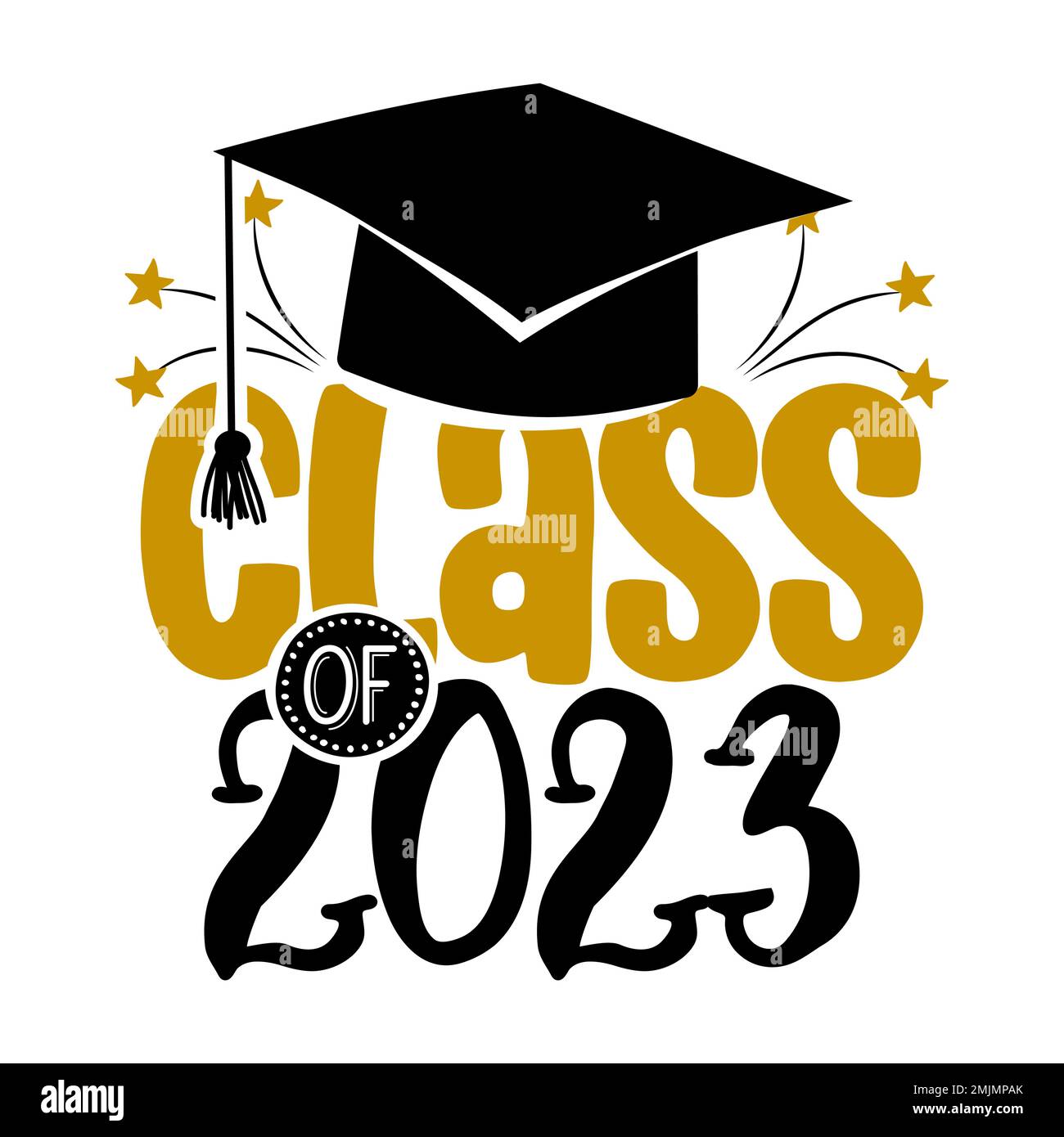 Class of 2023 - Typography. black text isolated white background. Vector illustration of a ...