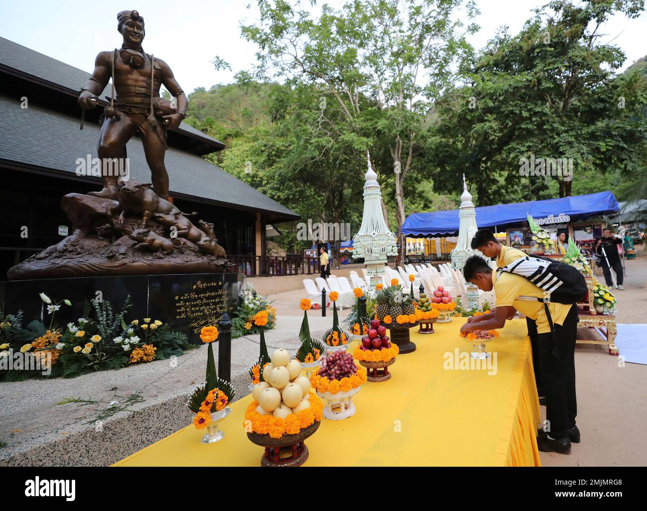 Members of the Wild Boars soccer team who were rescued from a flooded ...