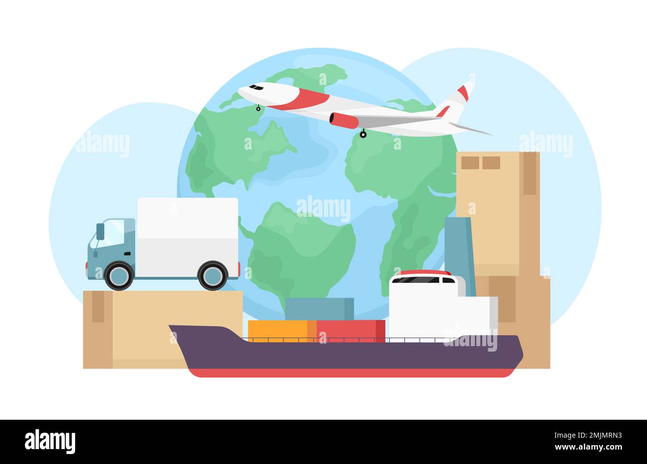 Delivery methods around world flat concept vector illustration Stock ...