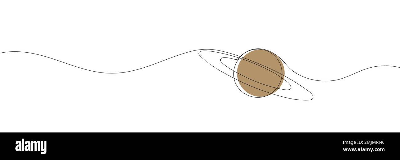 Continuous one line drawing Saturn Planet. Vector illustration. Vector ...