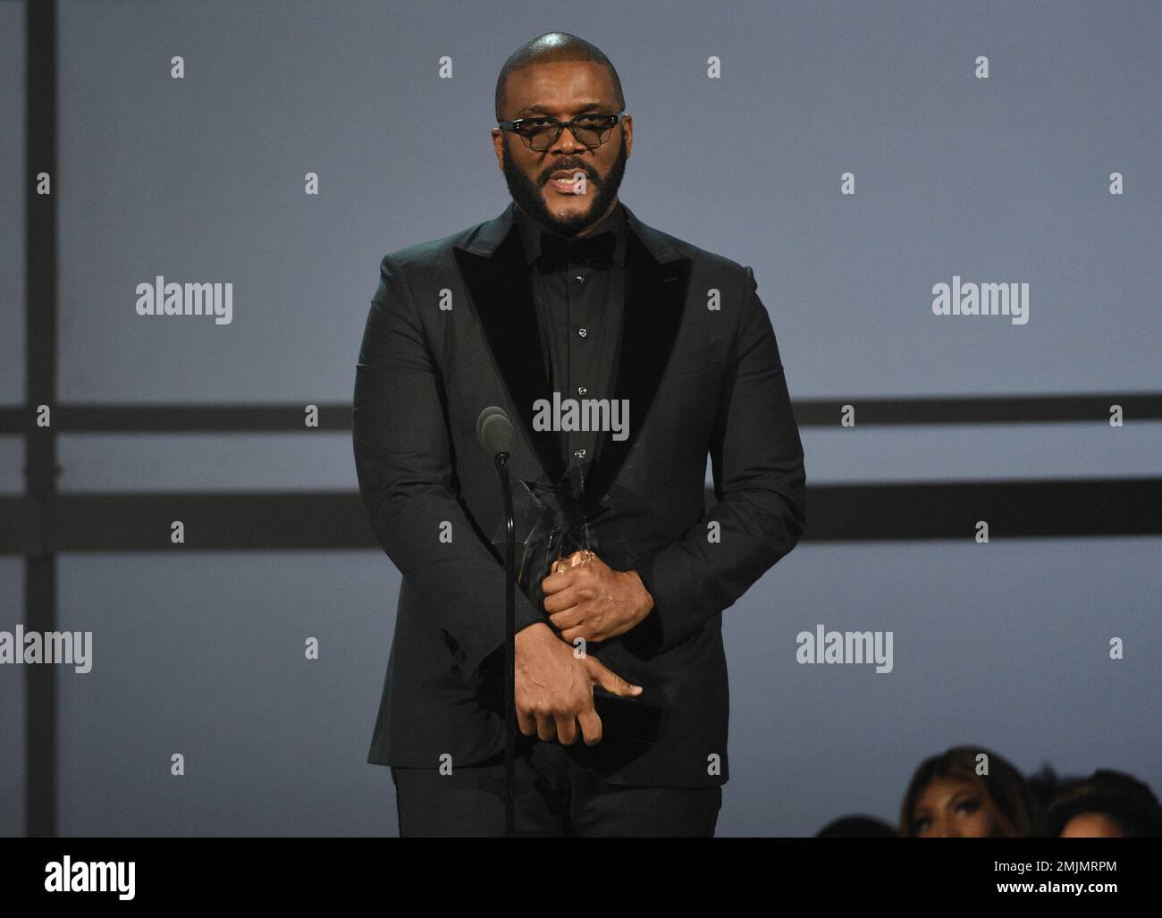Tyler Perry accepts the ultimate icon award at the BET Awards on Sunday ...