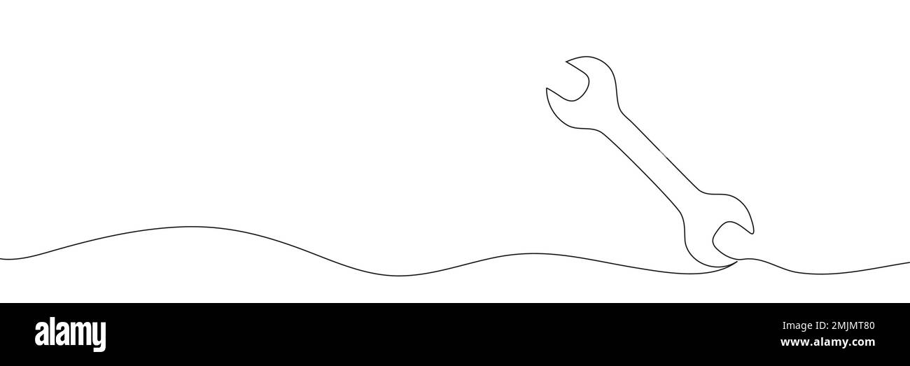 Continuous one line drawing of a wrench on a white background. Vector ...