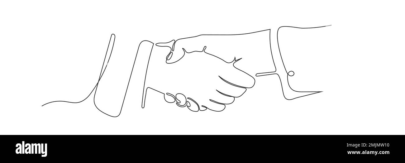 two businessmen shaking hands. Continuous one line drawing . Vector ...