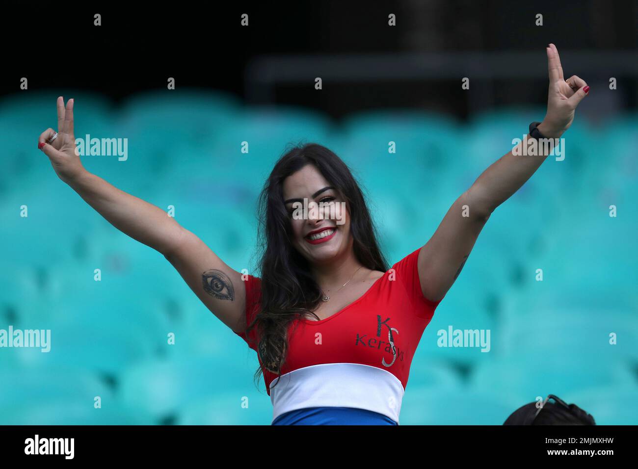 Paraguay's soccer fan Larissa Riquelme poses for photos prior to a Copa ...