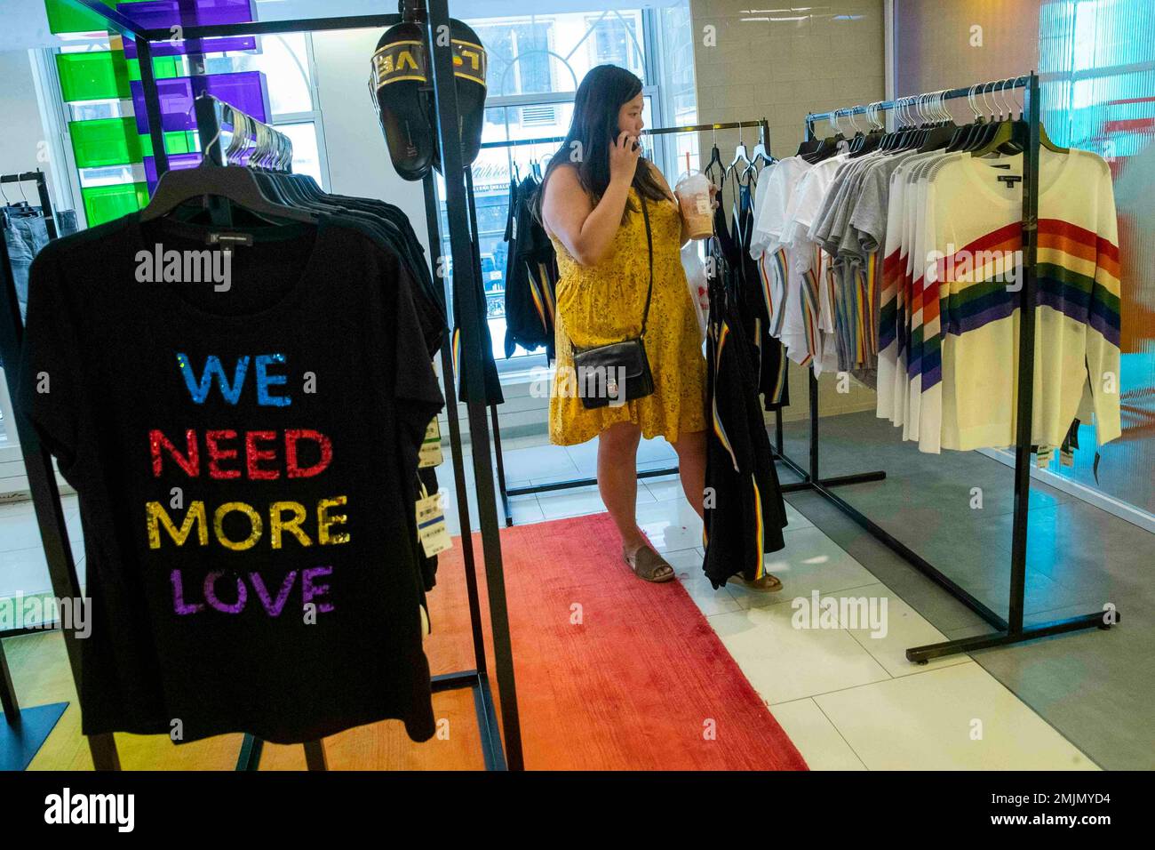 In this Thursday, June 20, 2019, photo a customer shows at the Pride ...