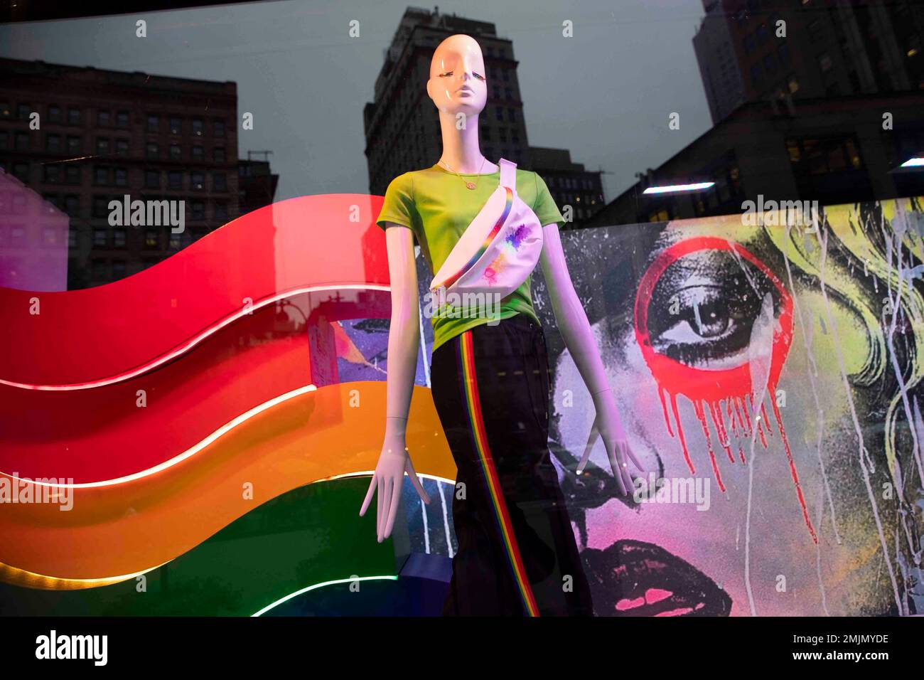 This Wednesday, June 19, 2019, photo shows a detail of one of the Pride ...