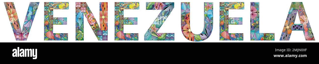 Word VENEZUELA. Hand-painted art design. Illustration for t -shirt ...