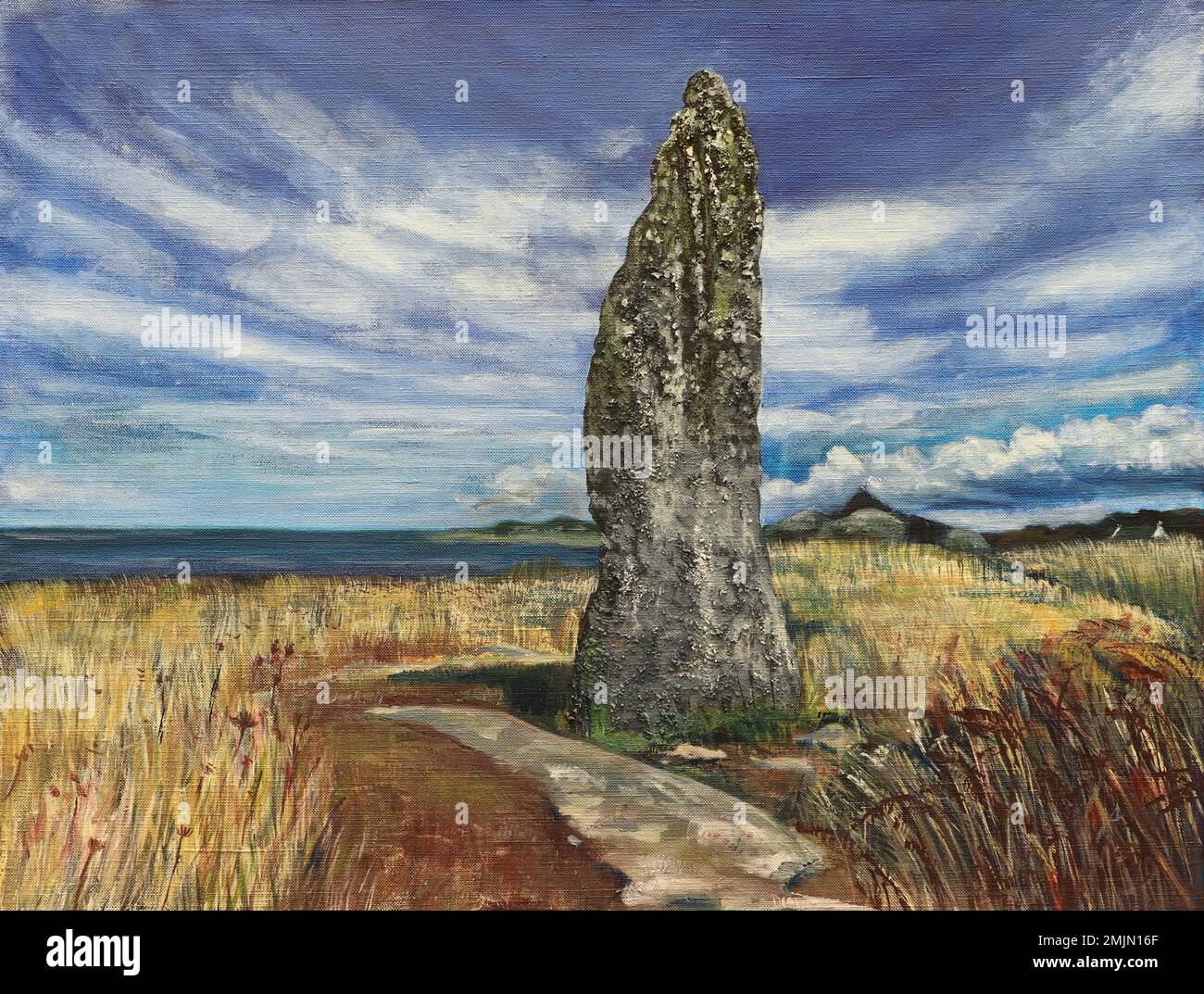 Menhir Cam Louis - megalithic monument in Plouescat in Brittany, France ...