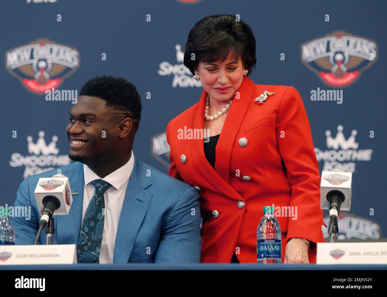 New Orleans Pelicans owner Gayle Benson takes a seat next to first ...