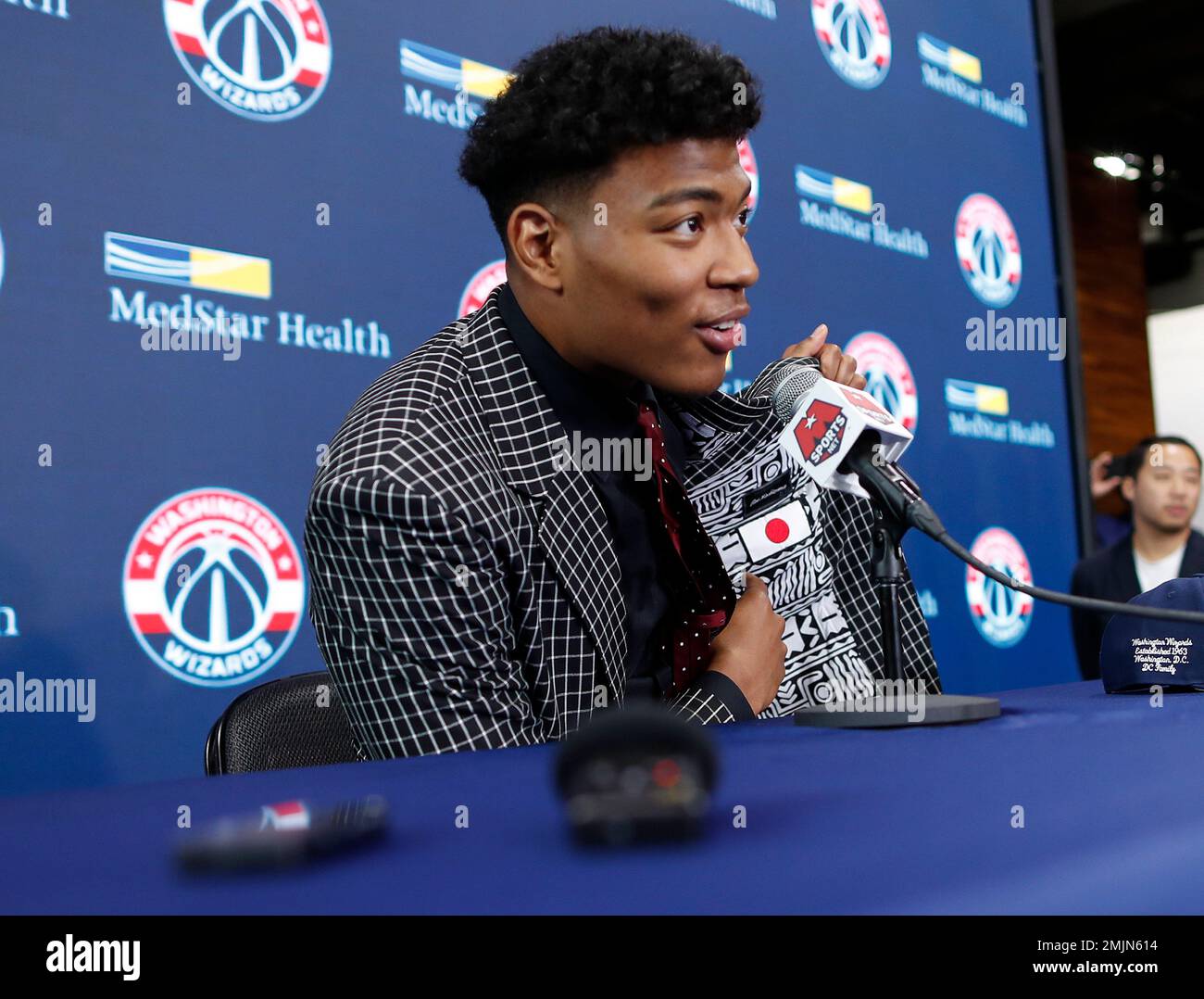 Washington Wizards first round draft pick Rui Hachimura speaks with the ...