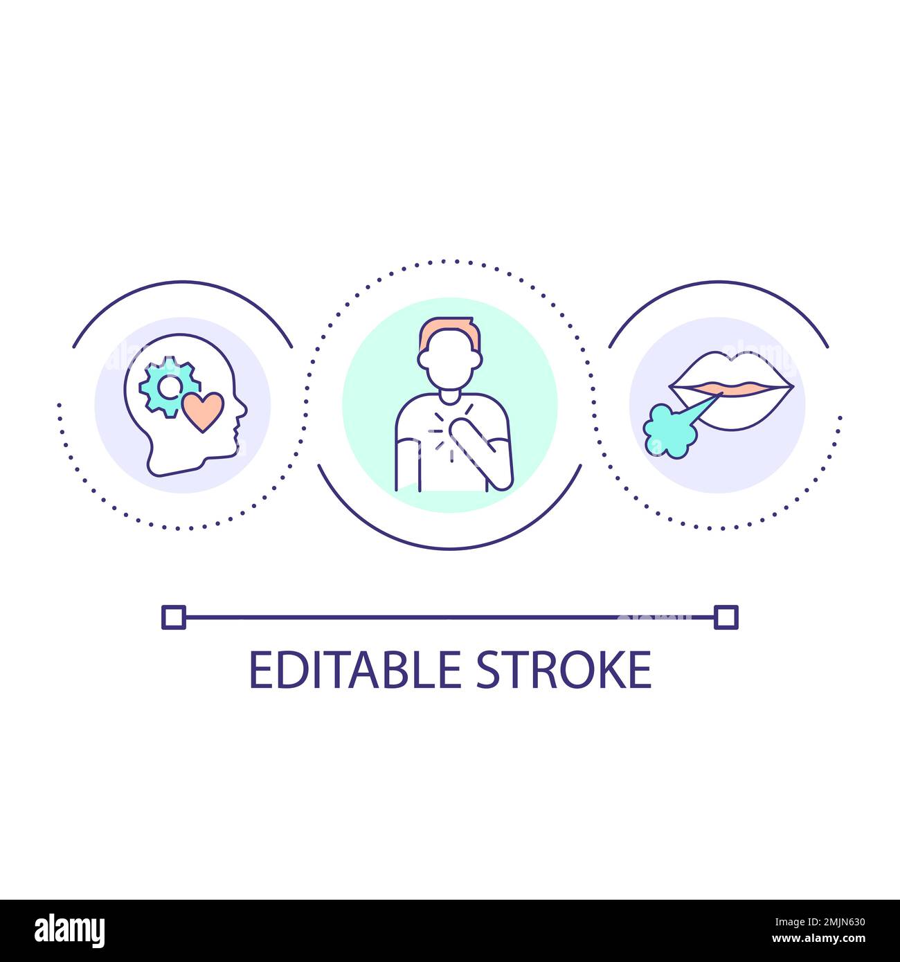 Deep breathing to calm down loop concept icon Stock Vector Image & Art ...