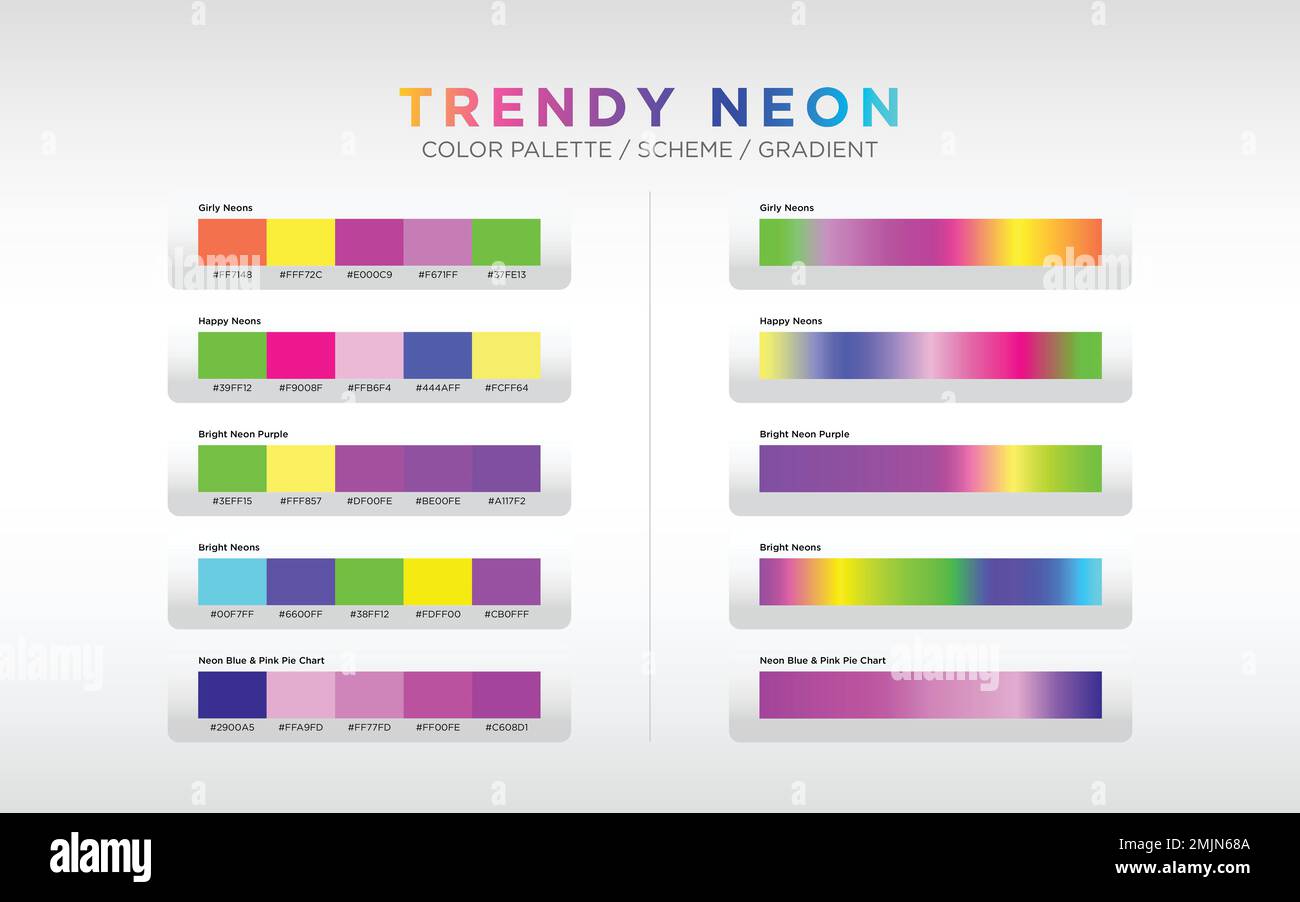 neon color palettes, color schemes, and color gradients. set of ... neon color palettes, color schemes, and color gradients. set of ...