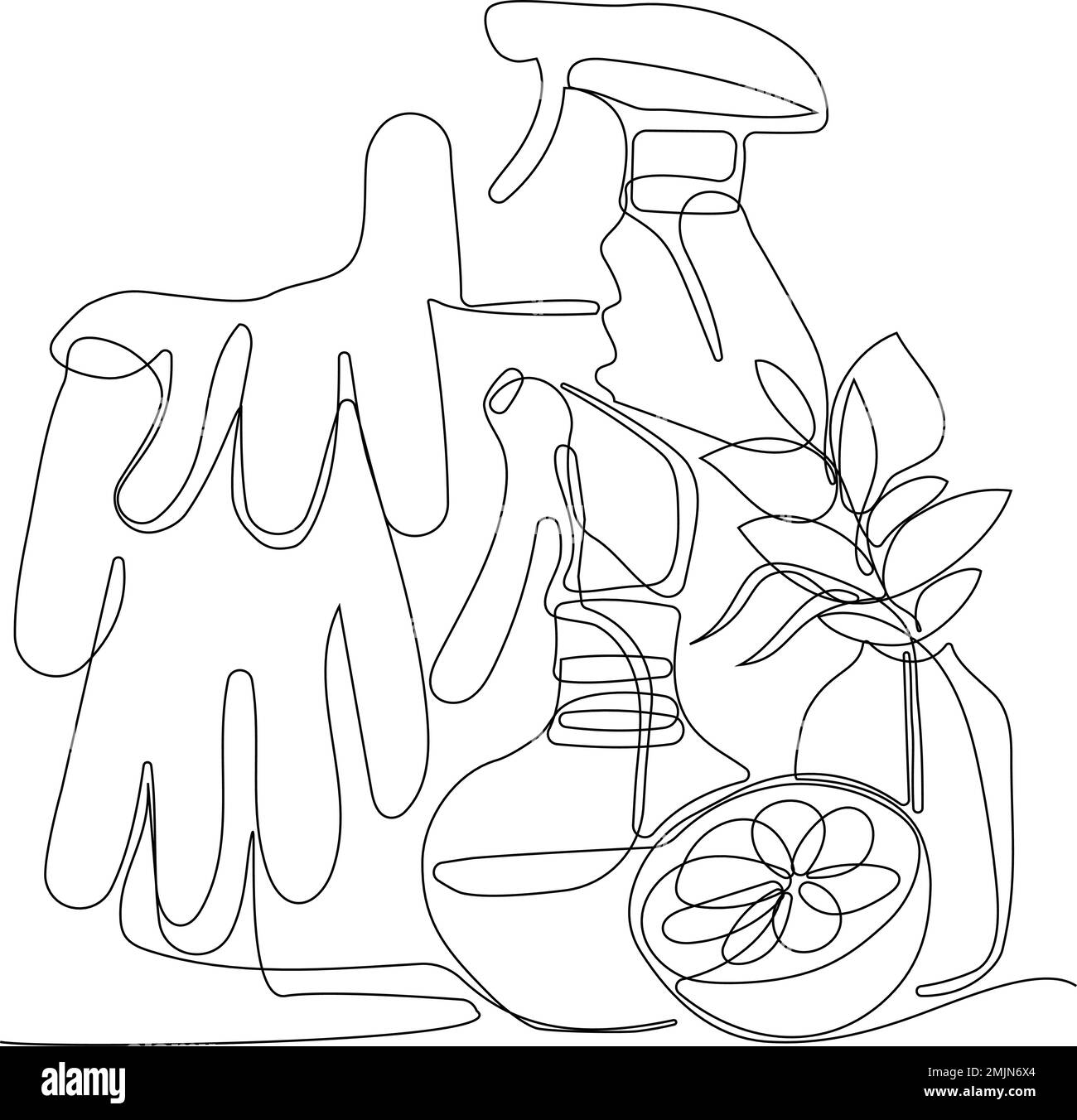 Continuous one line drawing of bottles for liquid laundry detergent ...