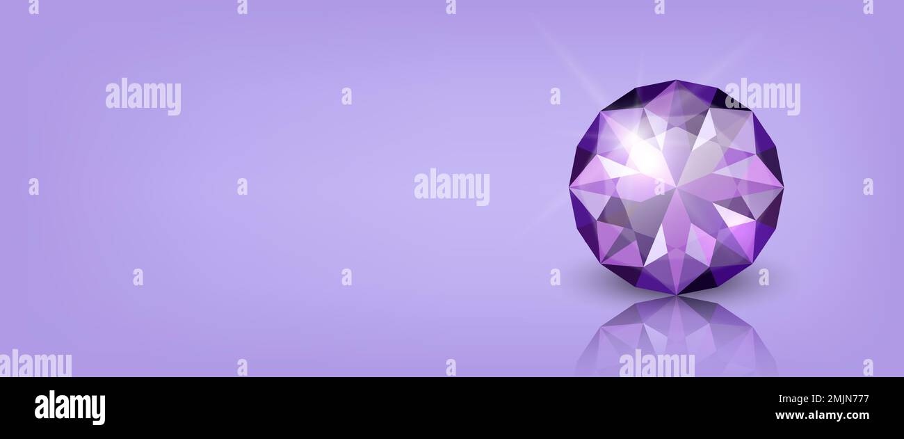 Vector Horizontal Banner with 3d Realistic Purple Transparent Round ...