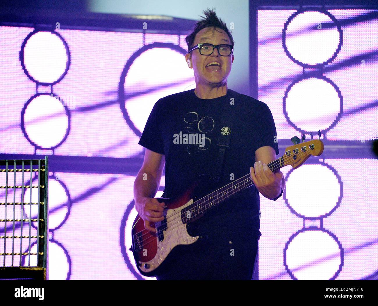 Mark Hoppus of Blink-182 performs during the band's private concert at ...