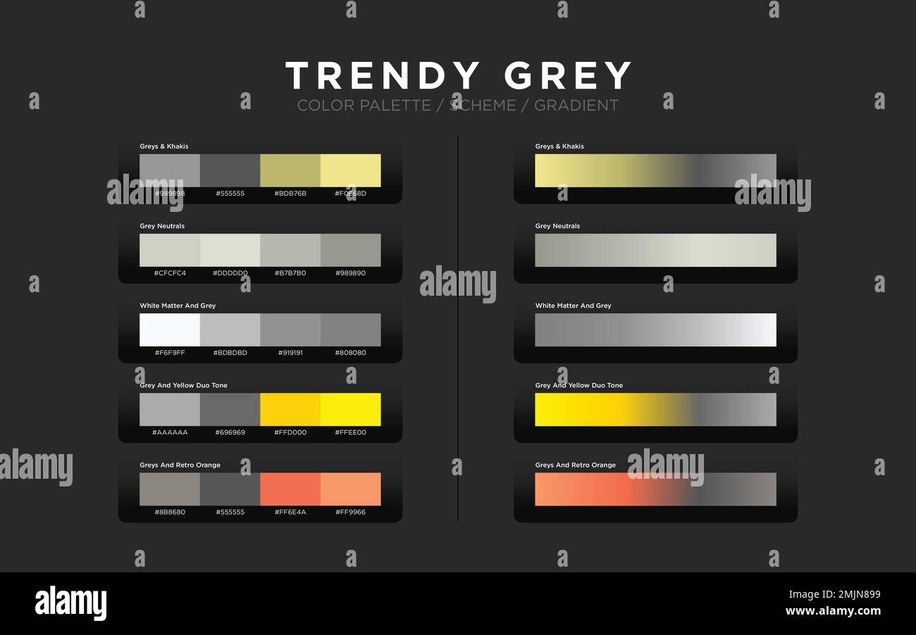 Grey color palettes, color schemes, color gradients. Set of modern web ... Grey color palettes, color schemes, color gradients. Set of modern web ...