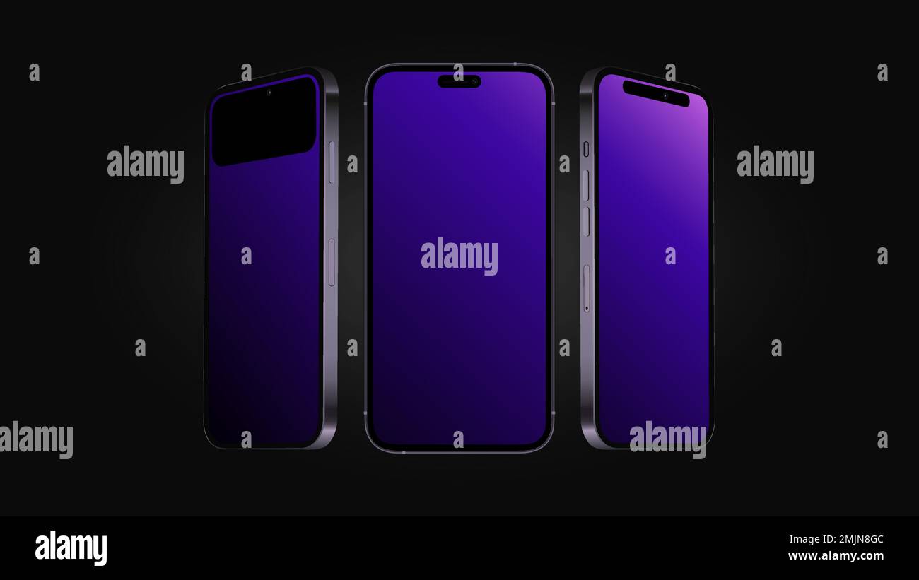 Smartphone 14 Mockup in Different Angles with Editable Screen. Black ...