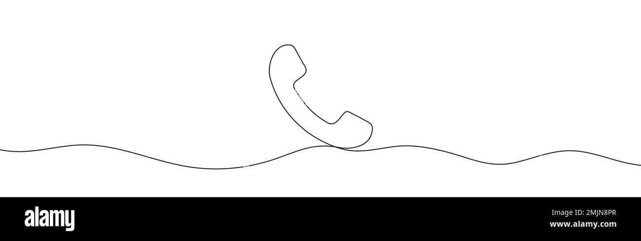 Continuous drawing one line telephone receiver. Vector illustration ...