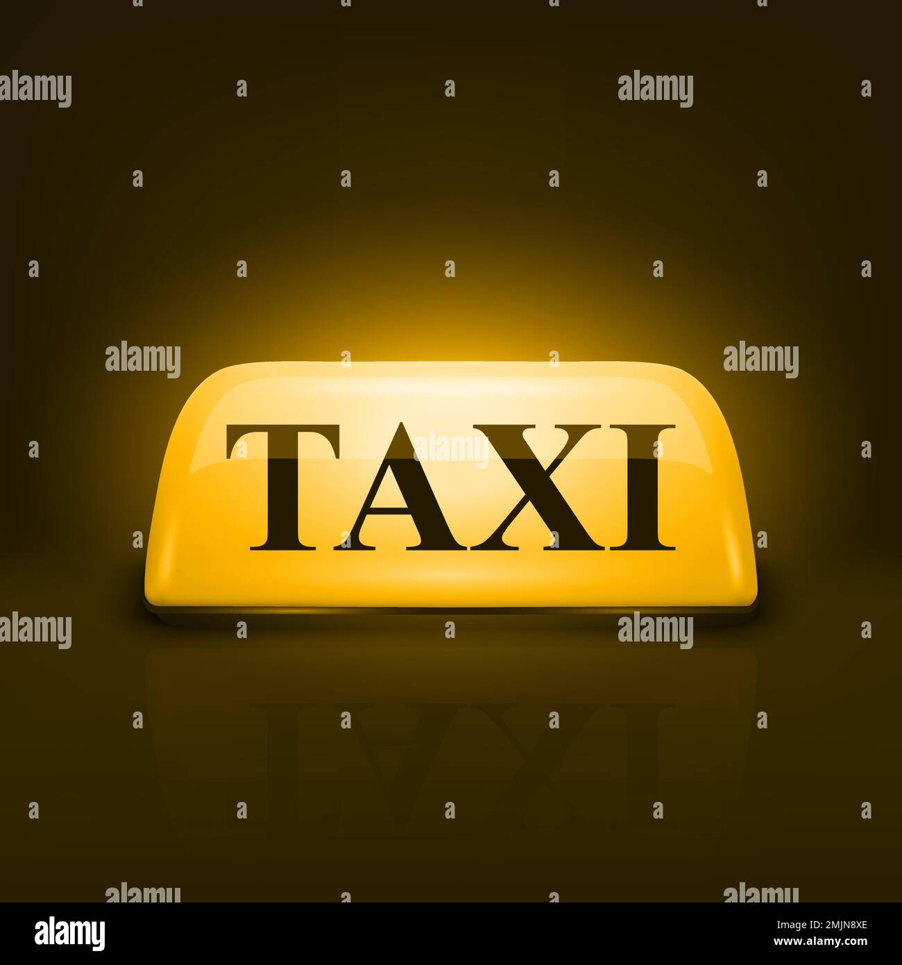 Vector Glowing Yellow Roof Taxi Car Sign Closeup on Black Background ...