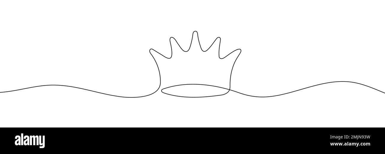 crown drawn in one line on a white background. Vector illustration ...