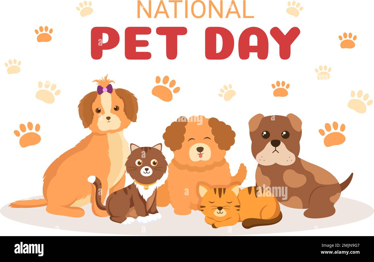 National Pet Day on April 11 Illustration with Cute Pets of Cats and ...