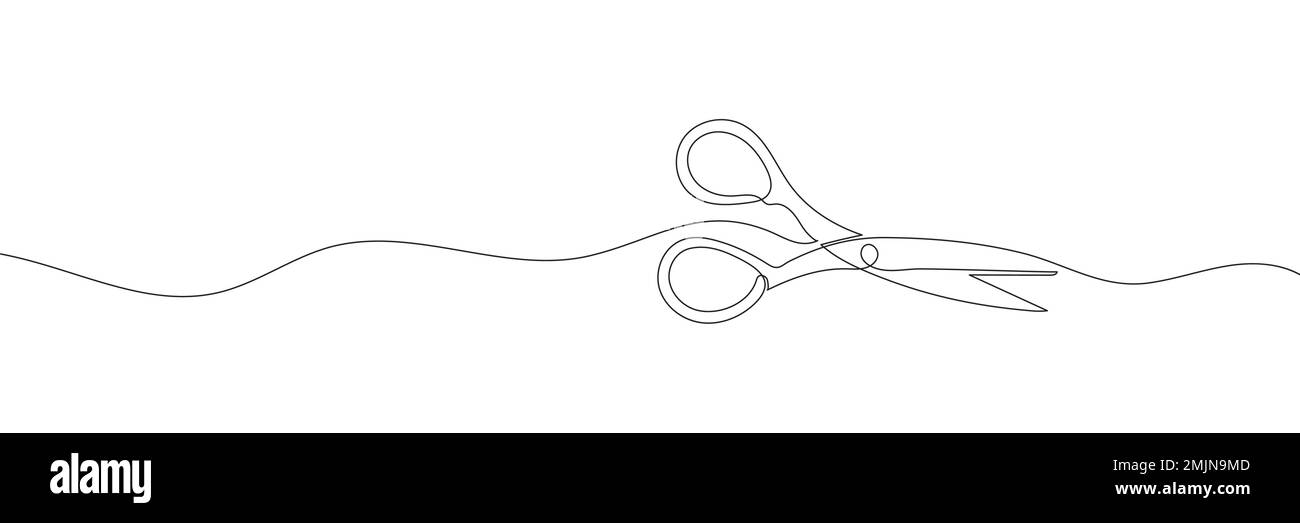 Continuous scissors with one line on a white background. Vector ...