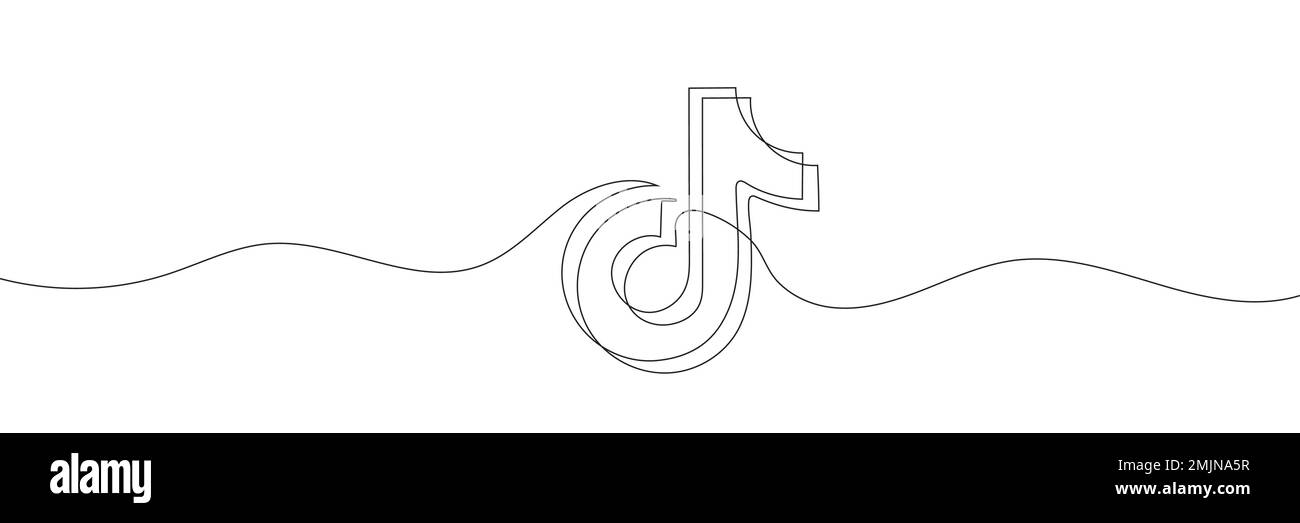 One continuous one line drawing of TikTok logo isolated on white ...