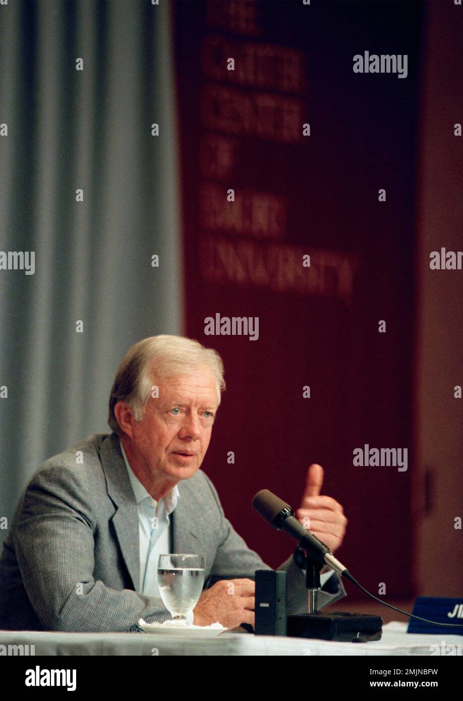 Former President Jimmy Carter tells a news conference at the Carter ...