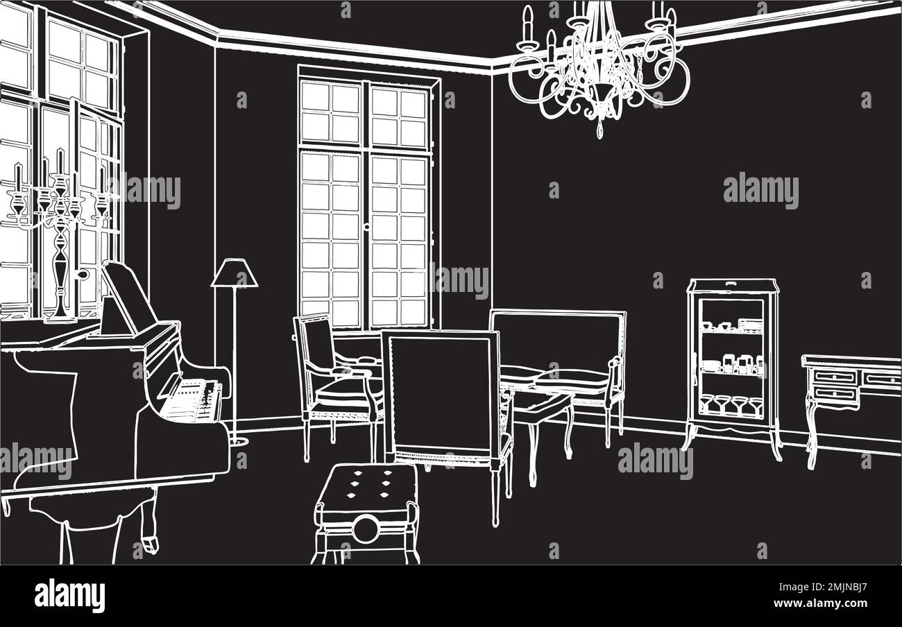Living Room With Piano Vector Stock Vector Image & Art - Alamy