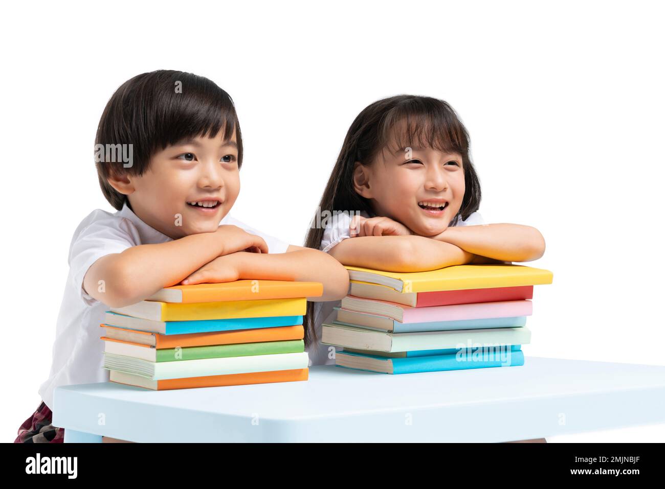The little boy and little girl in the study Stock Photo - Alamy