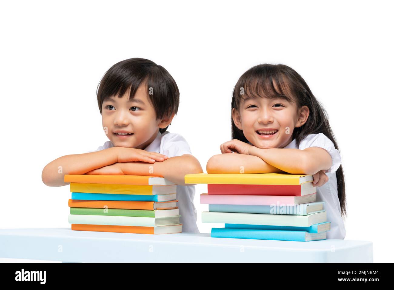 The little boy and little girl in the study Stock Photo - Alamy