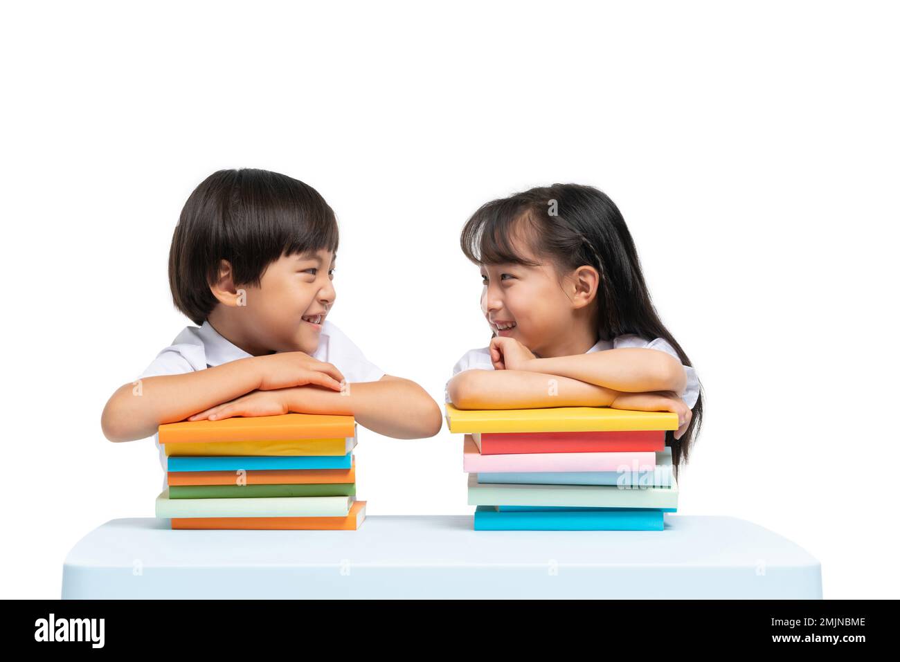 The little boy and little girl in the study Stock Photo - Alamy