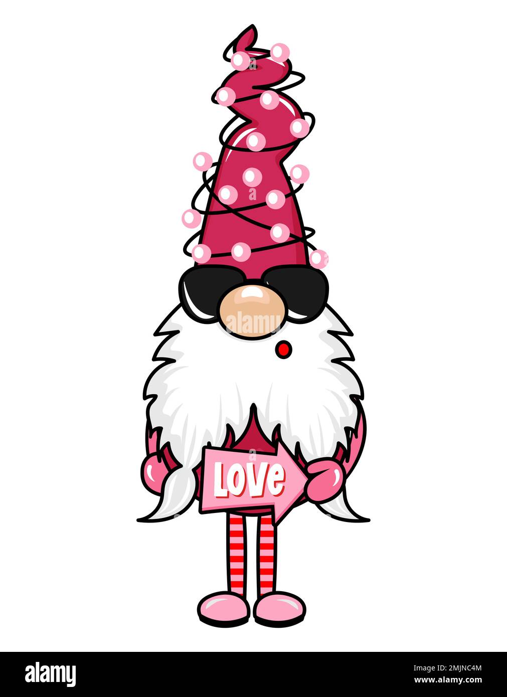 Happy Valentine's Day gnome with love letter. Nordic magic dwarf. Cute ...