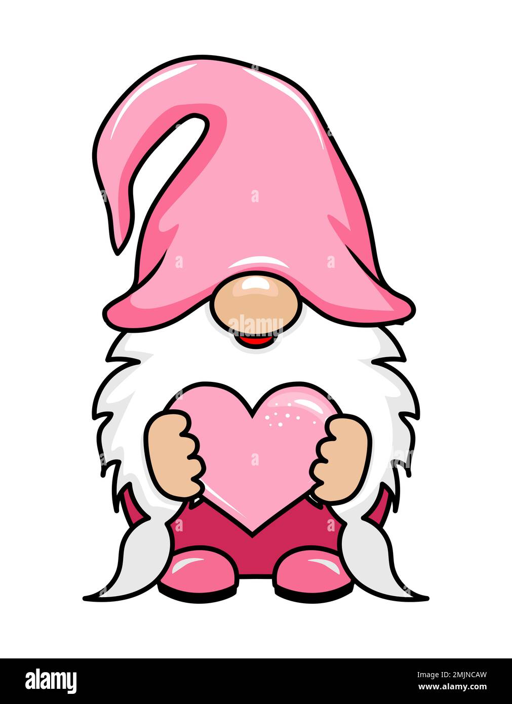 Happy Valentines Day Gnome With Pink Heart Nordic Magic Dwarf Cute
